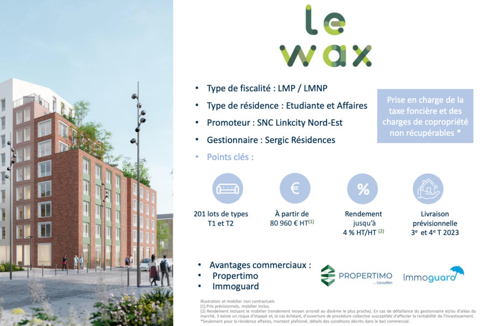 Projet locatif en résidence étudiante Le Wax - Centaure Investissements